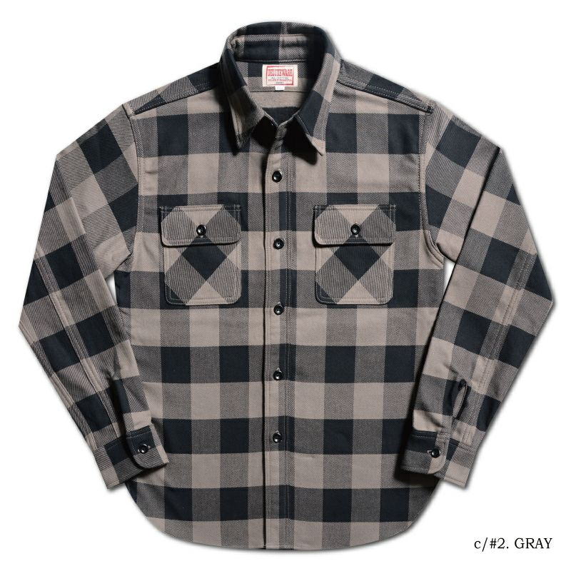 HV-00A GRY 50'sバッファローチェック00A HV00A DELUXEWARE デラックスウエアシャツ長袖 ヘビーネルシャツ ...